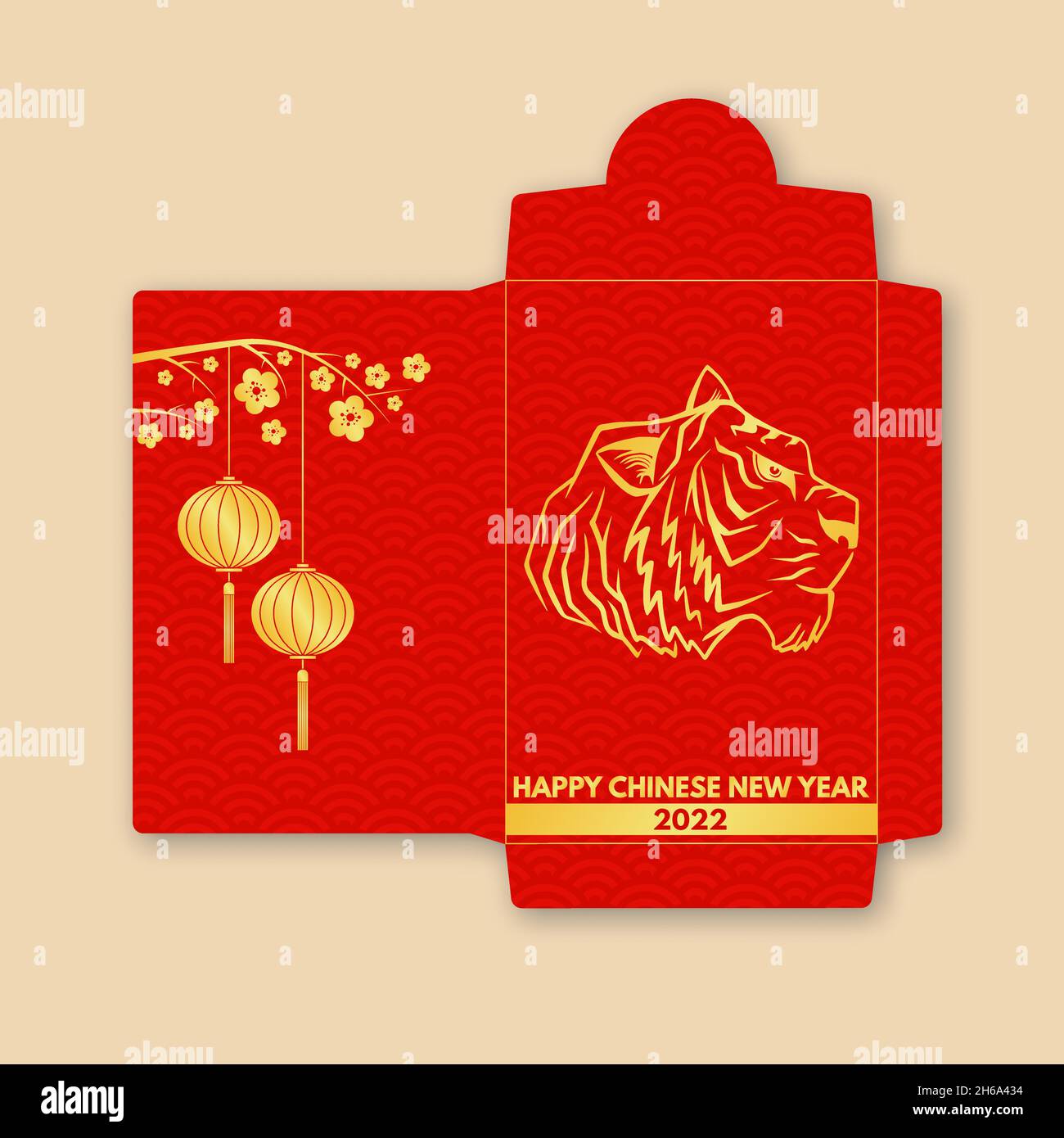 Chinese New Year red envelope flat icon. Vector illustration. Red ...