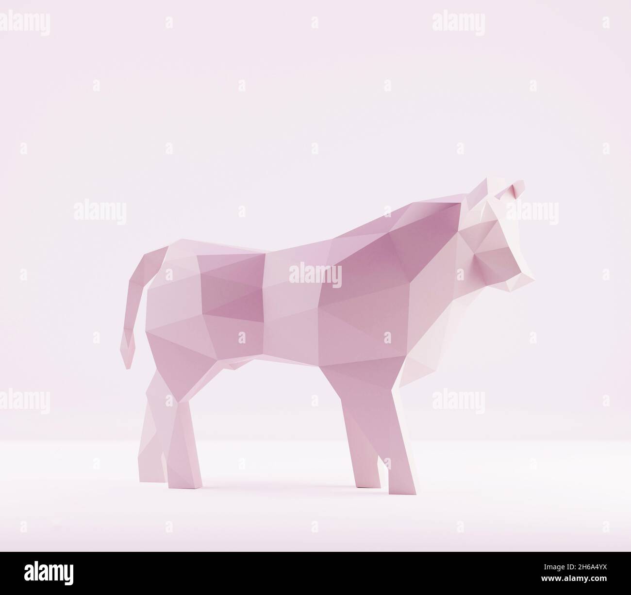 Low poly Paper Bull, folded paper animal figurine, 3d render Stock ...