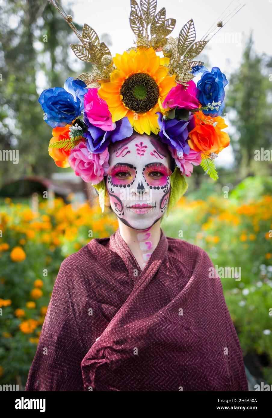 CDMX, MEXICO - Oct 16, 2021: A vertical portrait of a female in La ...