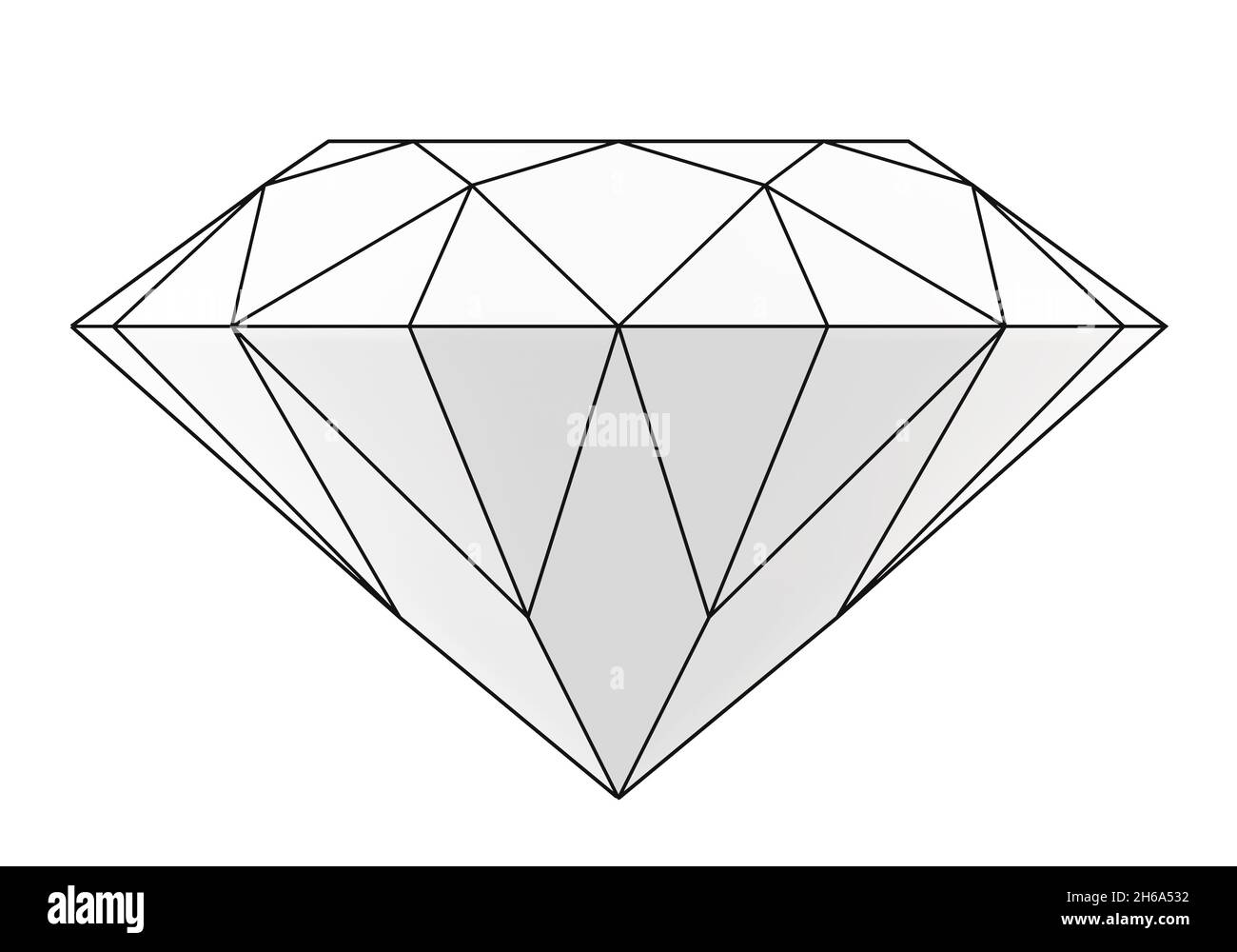 graphic contour diamond isolated on white, simple polygonal brilliant ...