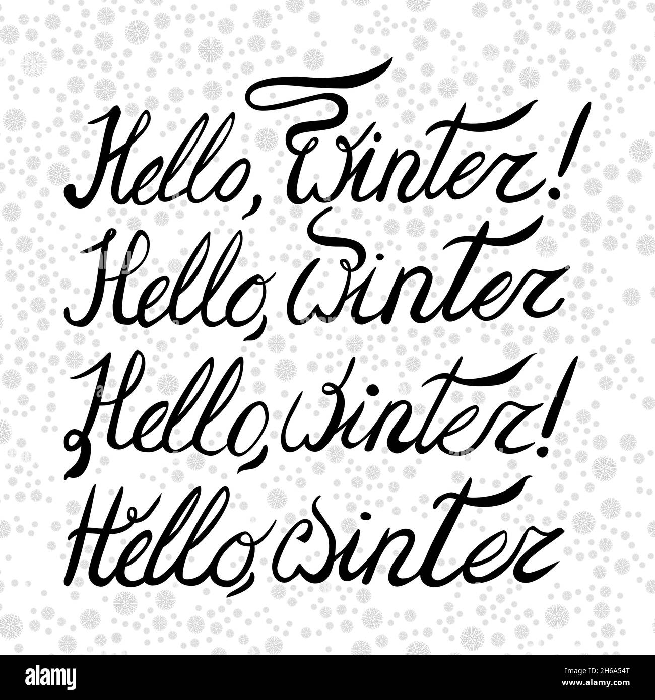 hello winter black ink vector lettering set Stock Vector Image & Art ...