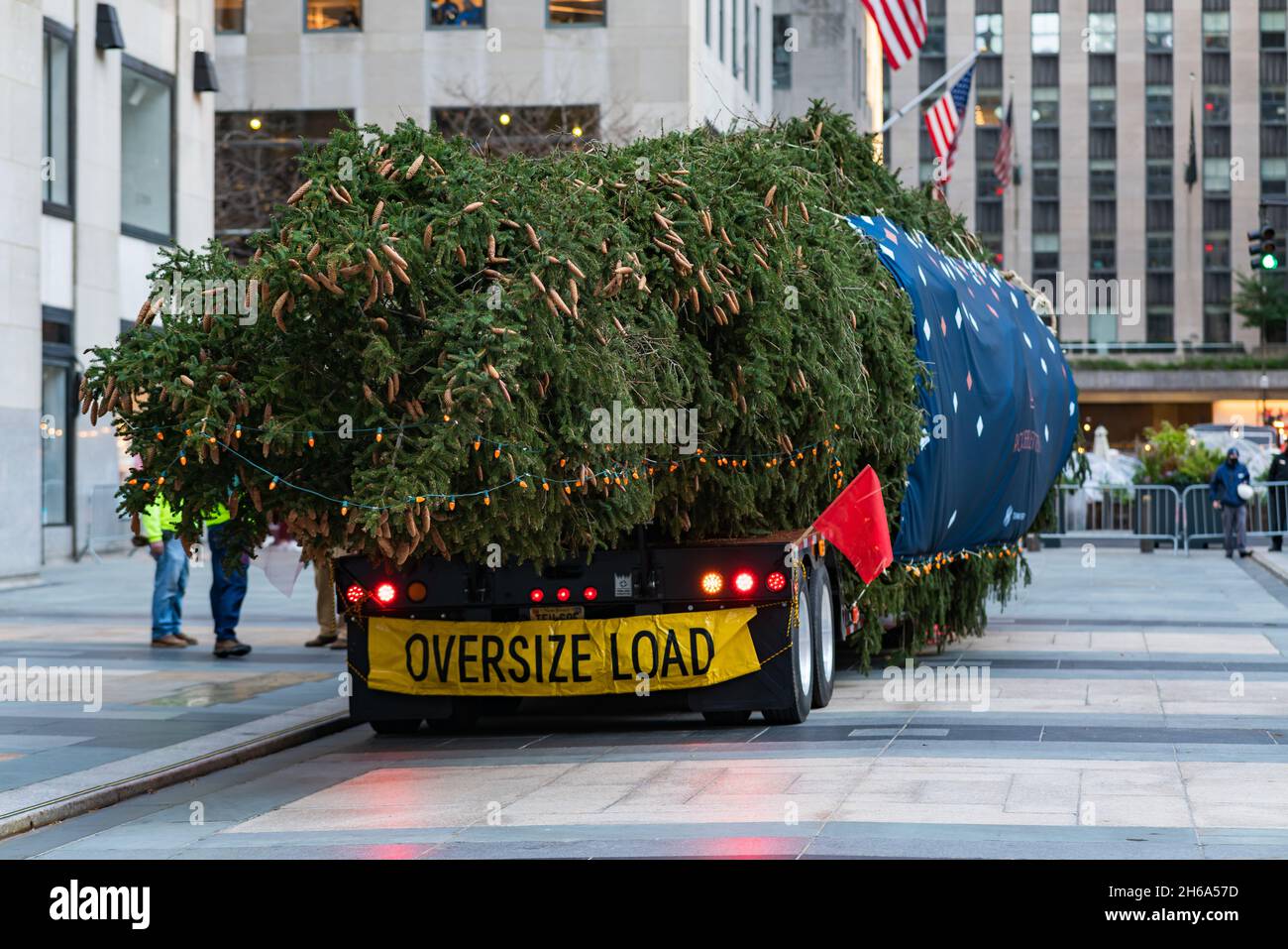 New York City, USA. 13th Nov, 2021. The 70 foot tall, 46 foot in ...