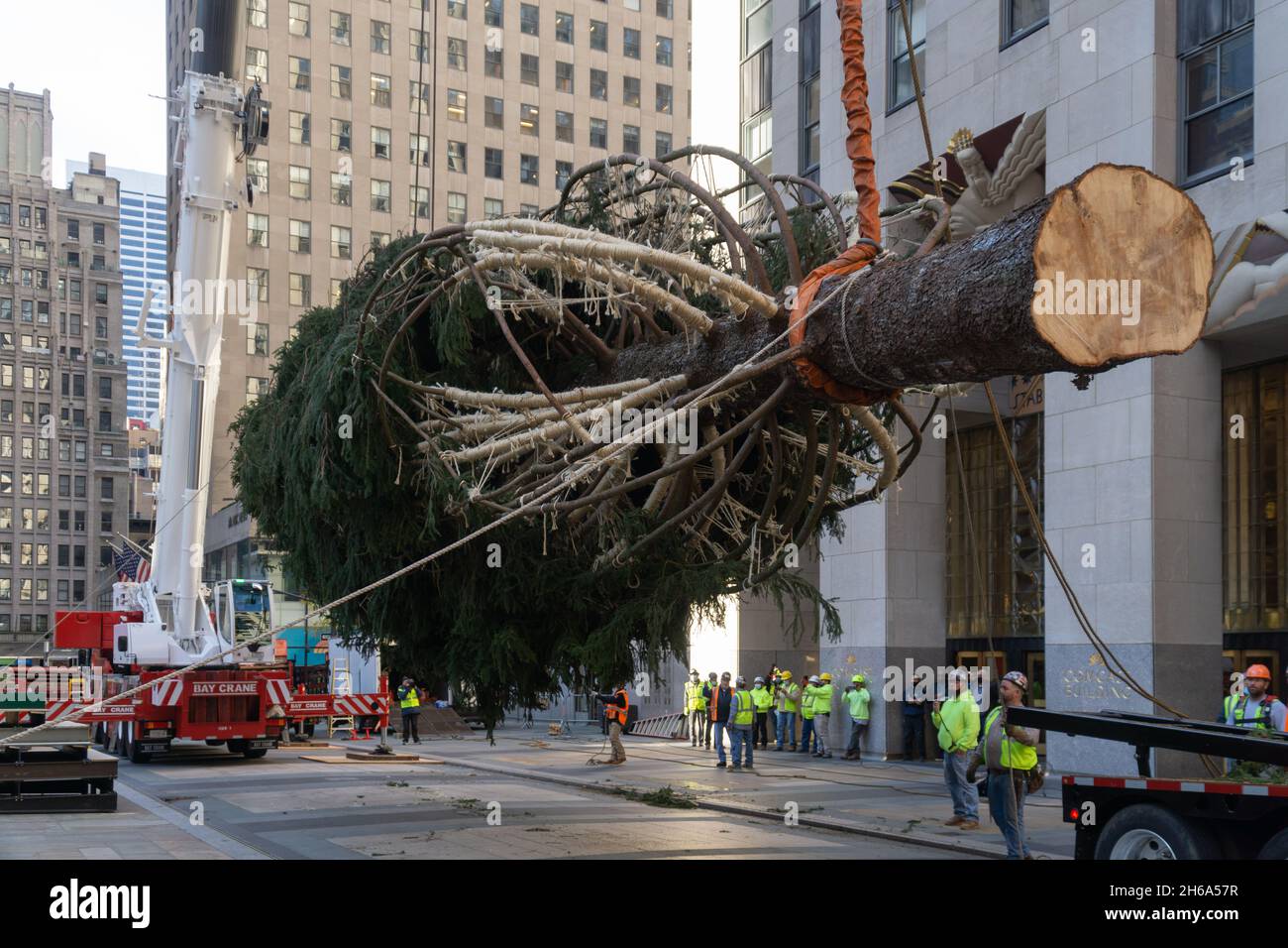 New York City, USA. 13th Nov, 2021. The 70 foot tall, 46 foot in ...