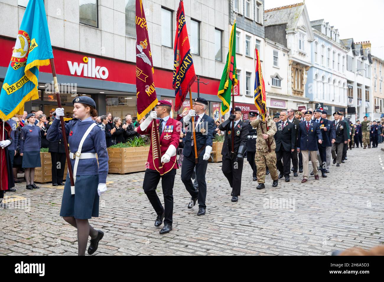 Truro,Cornwall,UK,14th November 2021,People attend a Wreath laying ...