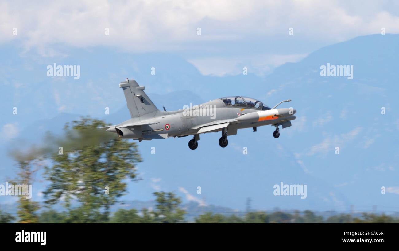 Udine, Italy SEPTEMBER, 18, 2021 Modern NATO military light jet ...