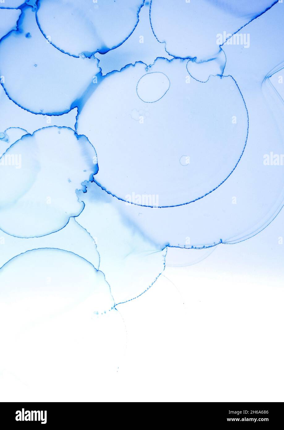 Blue Flow Illustration. Modern Alcohol Ink Pattern. Watercolor Liquid ...
