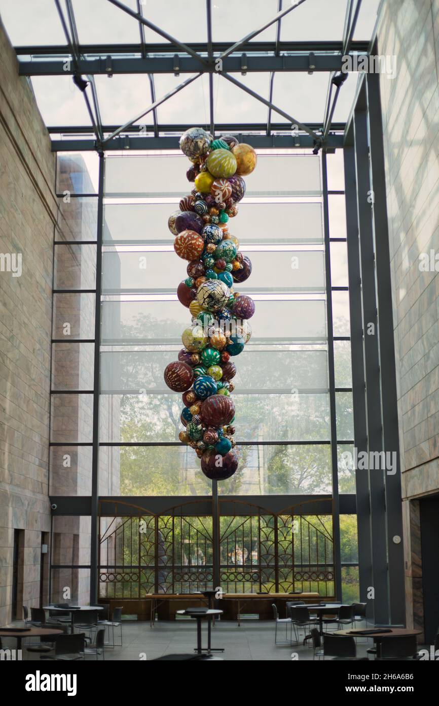 OMAHA, UNITED STATES - Oct 14, 2021: A piece of art with colorful balls ...