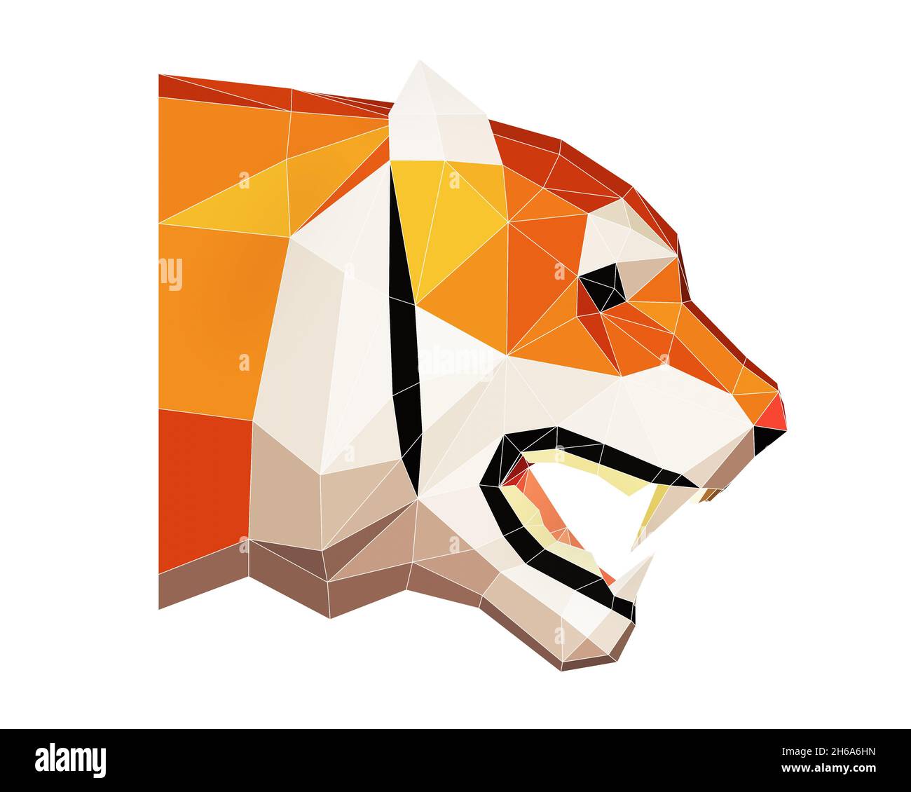 low poly tiger head in profile, 3d render Stock Photo - Alamy