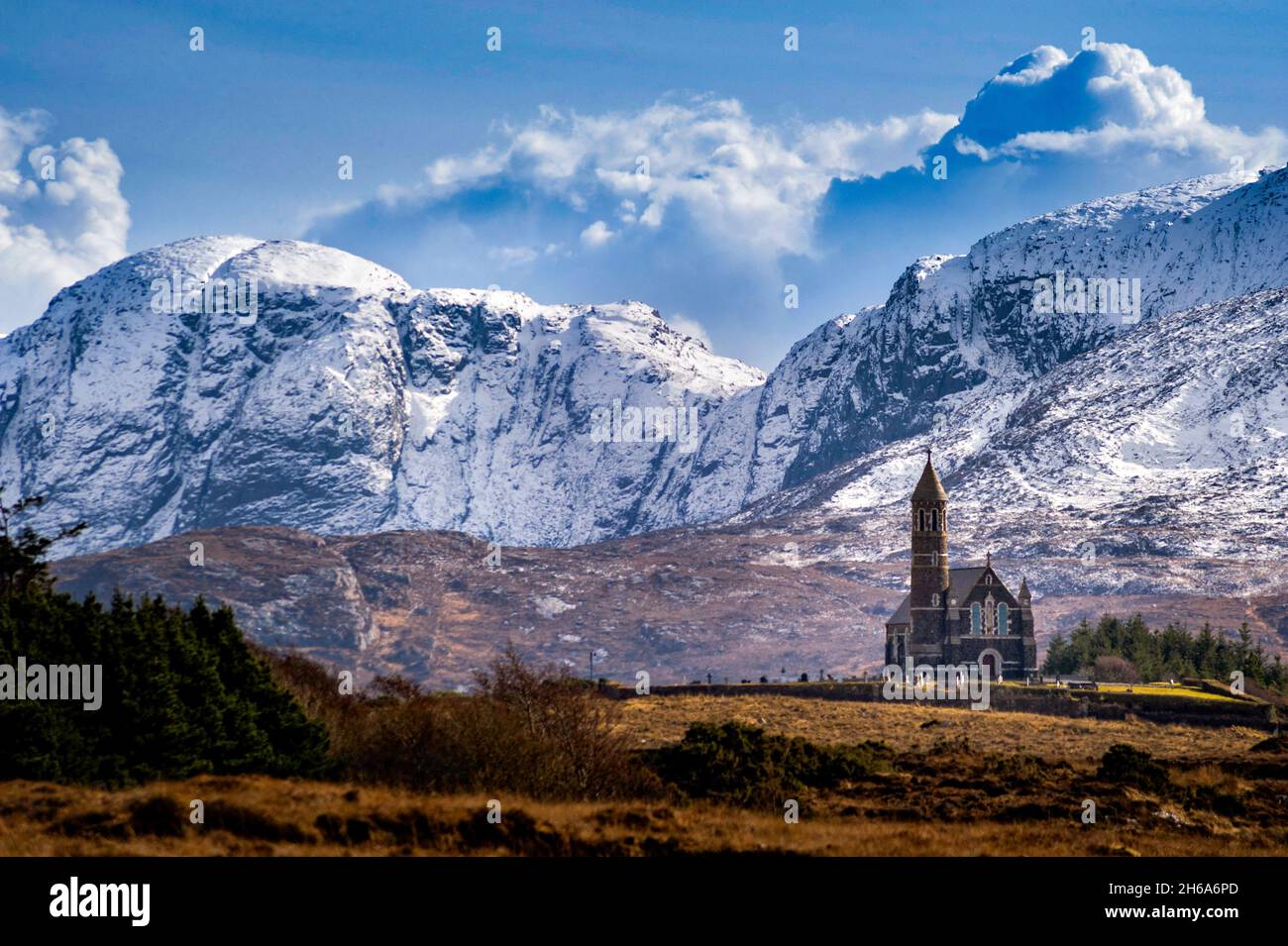 The Sacred Heart Church at Dunlewey below Mount Errigal and the Poison ...