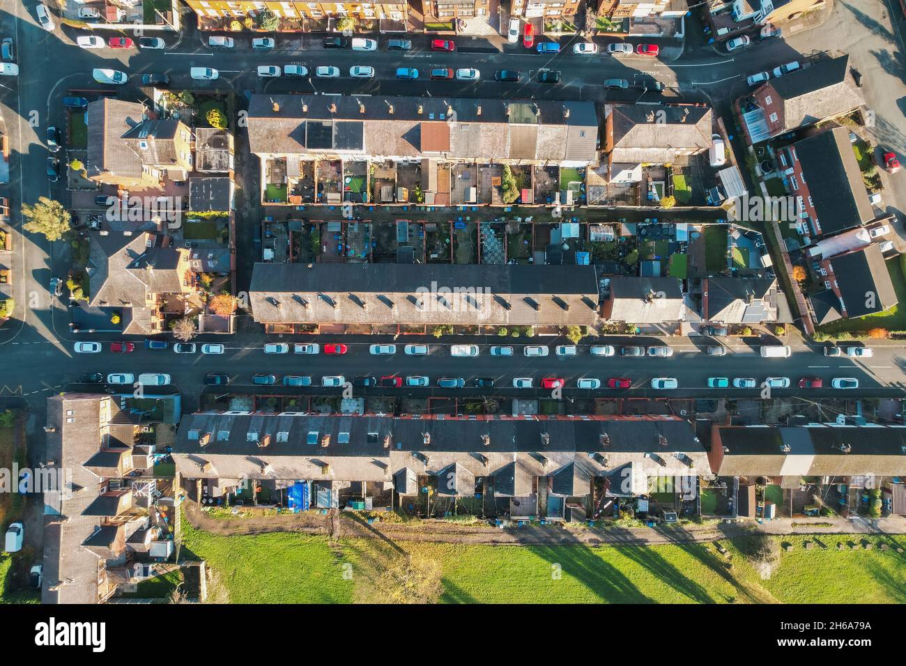 Aerial Houses Residential British England Drone Above View Summer Blue ...