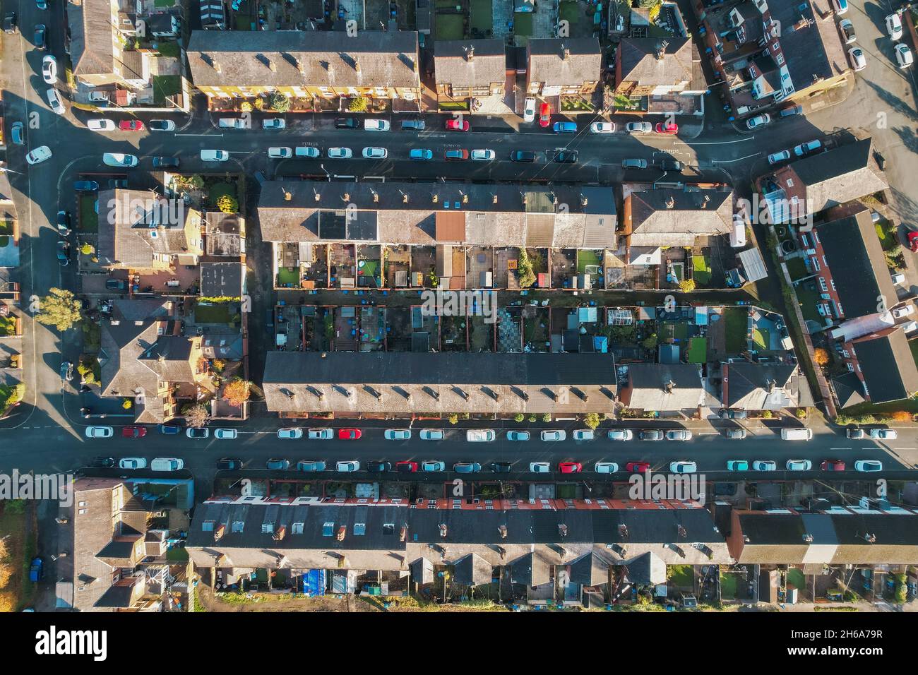Aerial Houses Residential British England Drone Above View Summer Blue ...