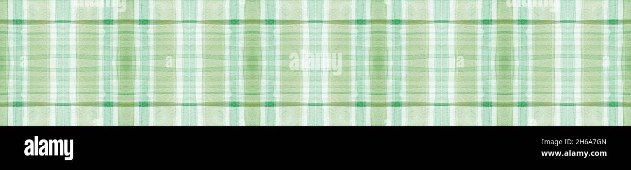 Green Gingham Check. Watercolour Plaid Border. Woven Stripes for Fabric ...