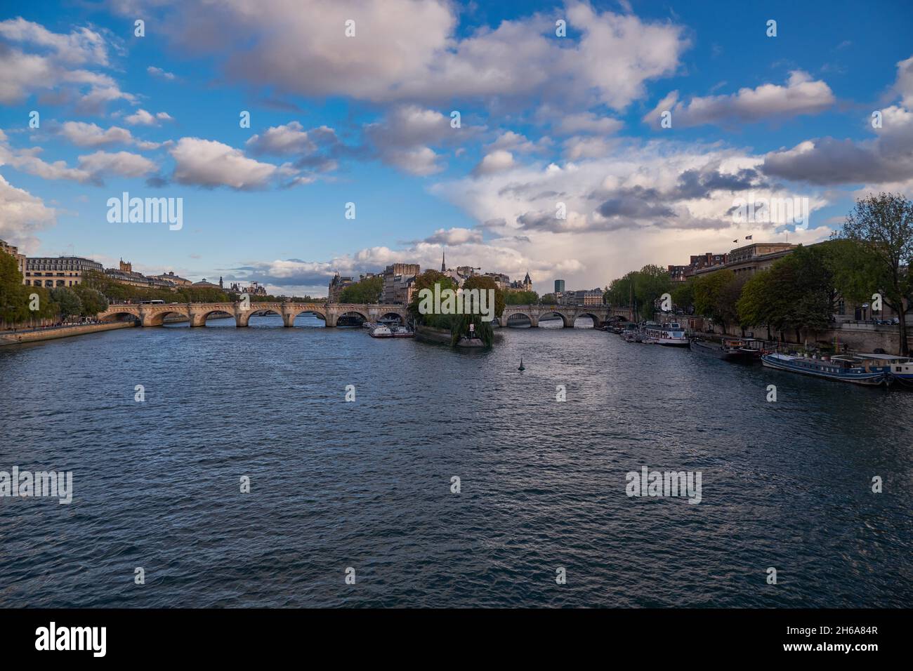 Panoramic View of Pont Neuf and Cite Island from Pont des Arts at ...