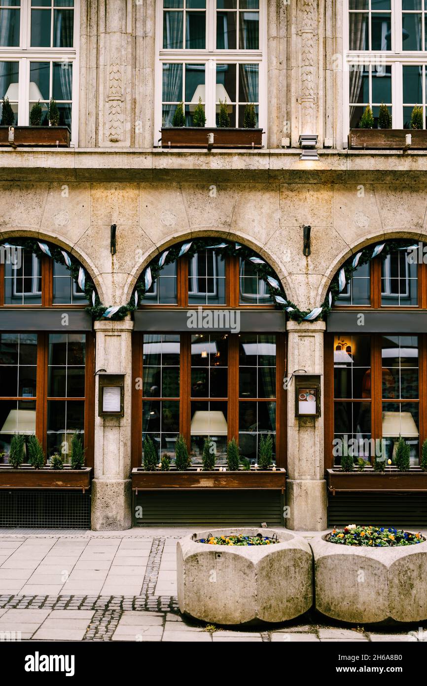 Arched windows of an old house. Munich, Germany Stock Photo - Alamy
