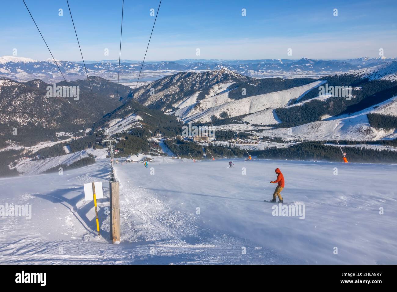 Slovakia. Winter ski resort Jasna. Sunny weather and blue sky over the ...