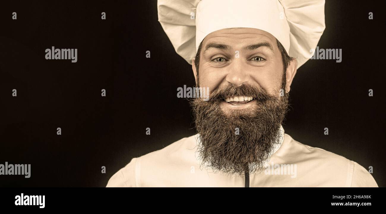 Male chefs isolated on black. Funny chef with beard cook. Beard man and ...