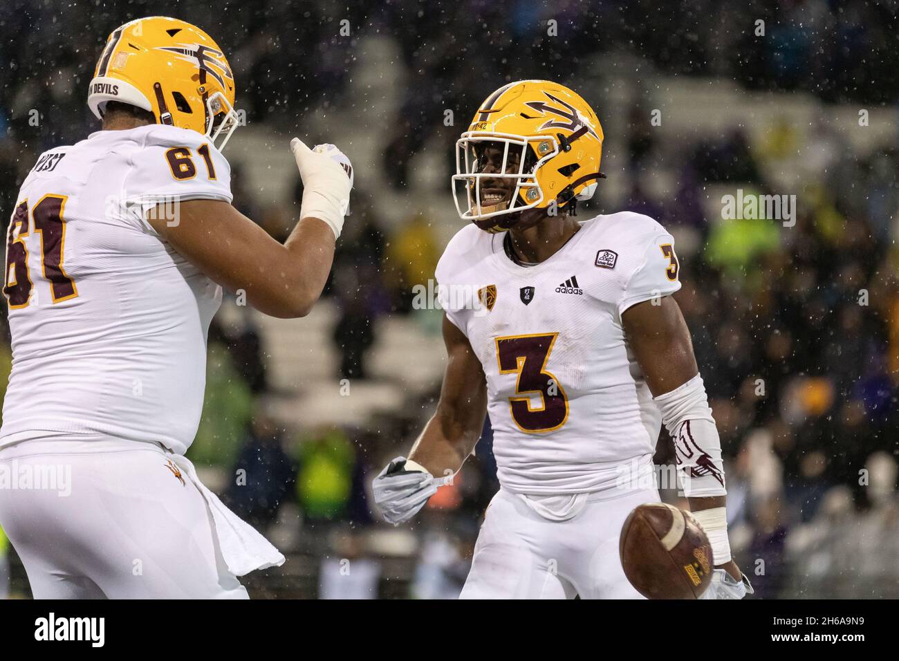 Arizona State Sun Devils running back Rachaad White (3) reacts with ...