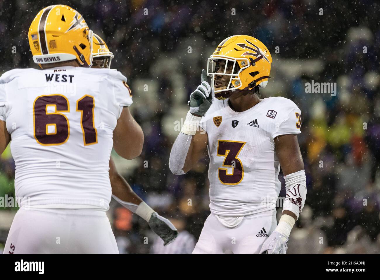 Arizona State Sun Devils running back Rachaad White (3) reacts with ...