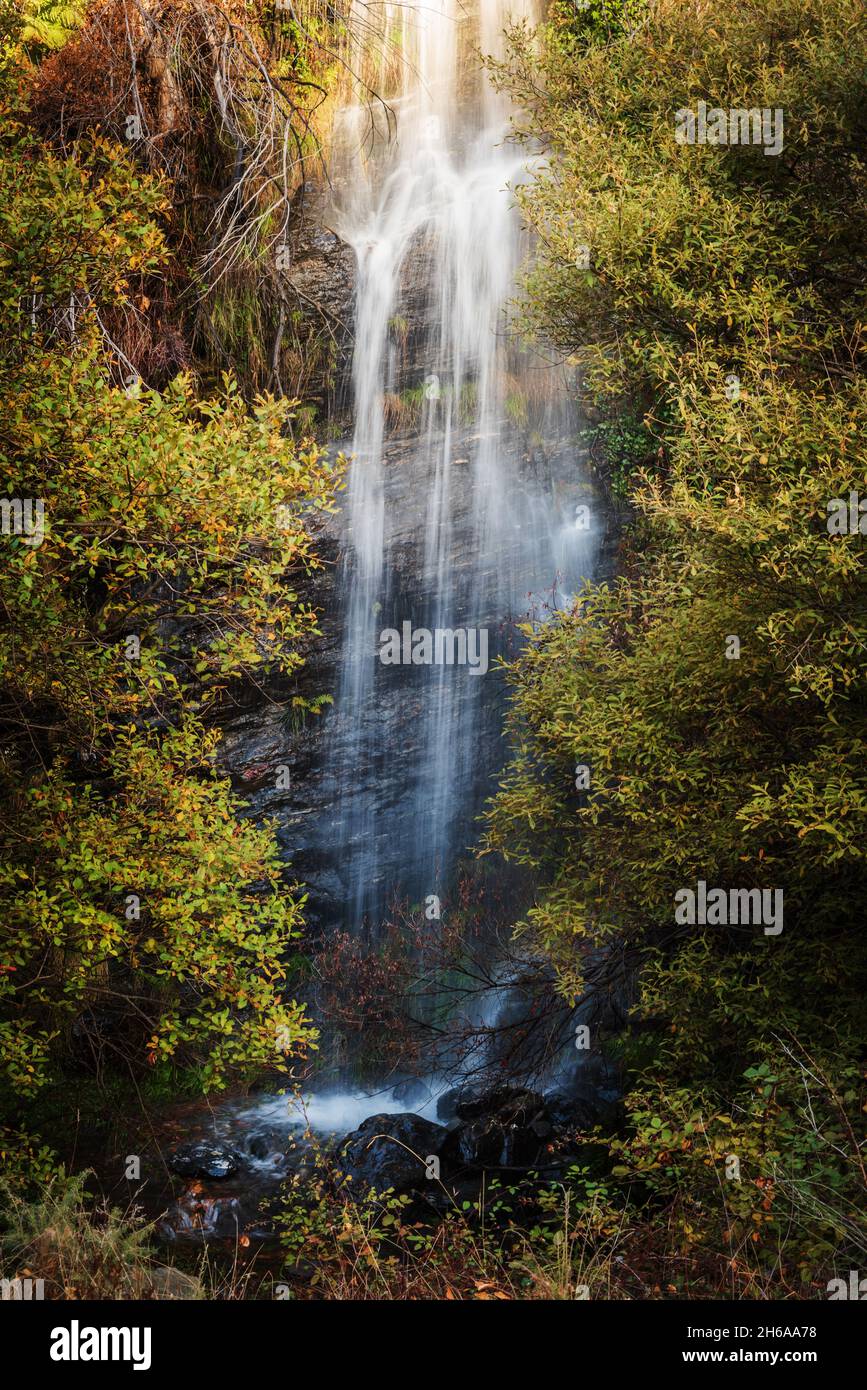 Waterfall with silk effect in the Lanjaron river, Sierra Nevada ...