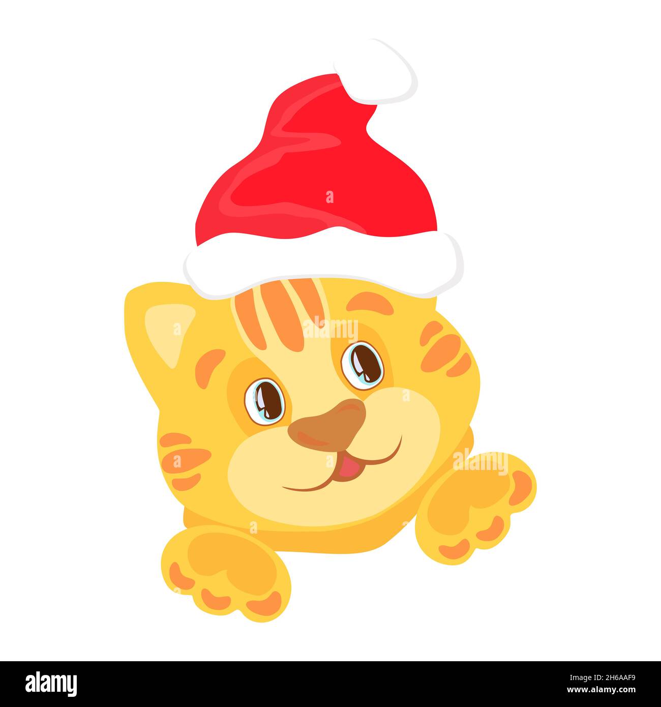 Christmas tiger . Cute drawings of characters on the theme of the New ...