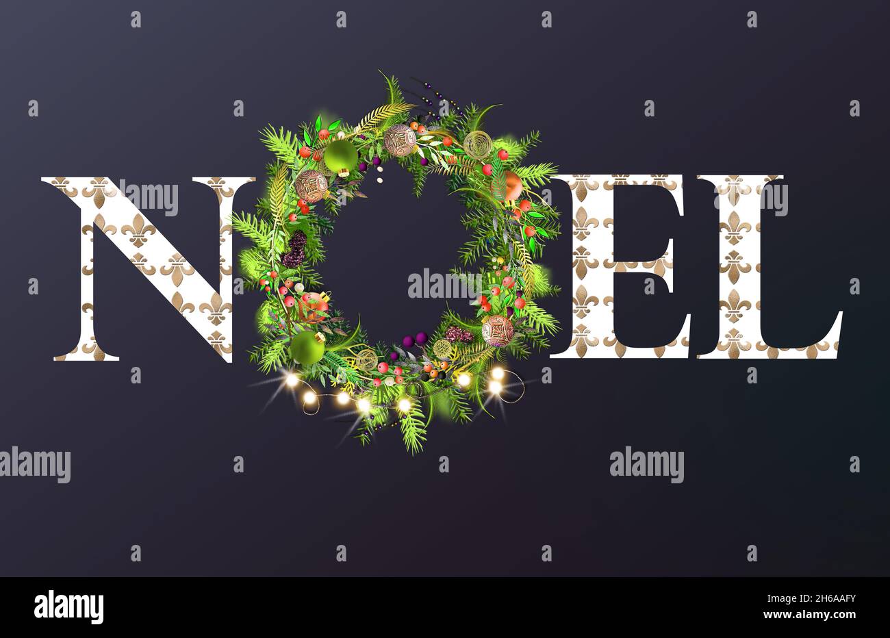 French Noel Christmas . Xmas holiday design, greeting card. Xmas 3D ...