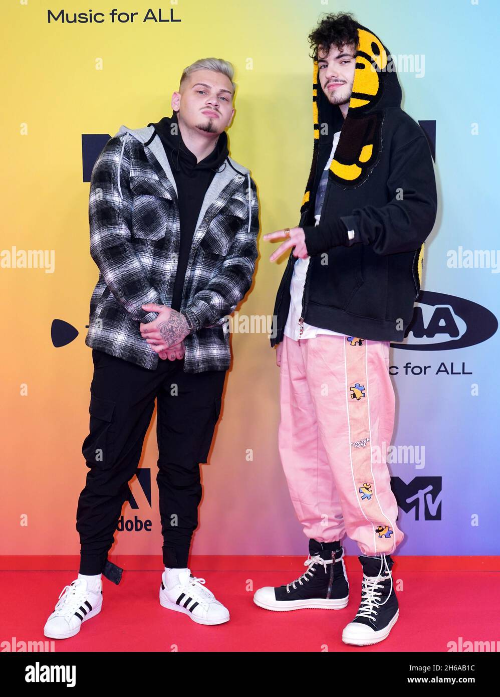 Azariah attending the 2021 MTV EMA awards at the Papp Laszlo Budapest ...