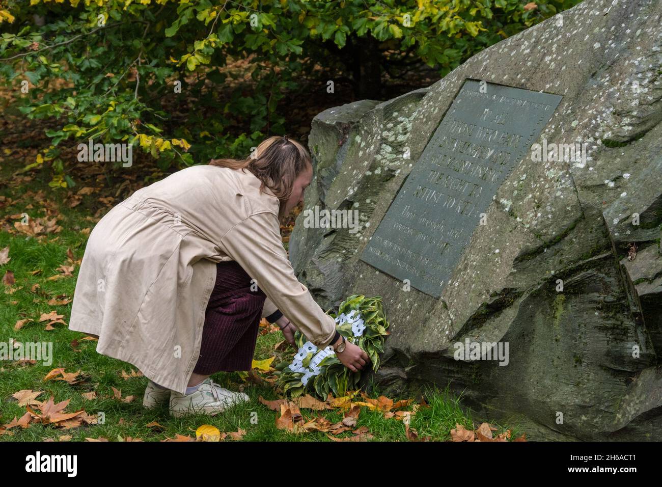 London, UK. 14th Nov 2021. Laying the PPU wreath. The National ...