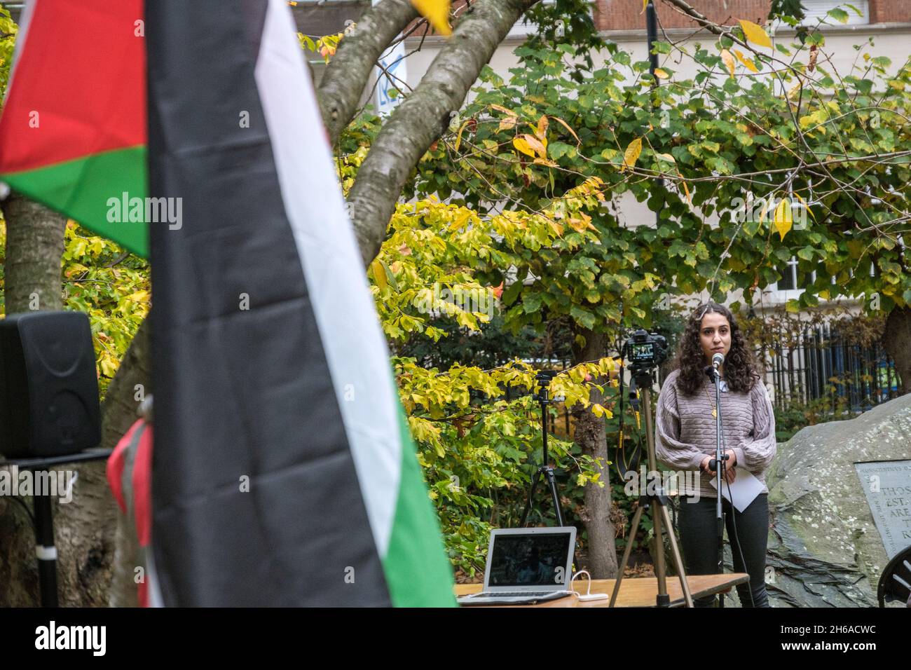 London, UK. 14th Nov 2021. Huda Ammori, activist, writer and co-founder ...
