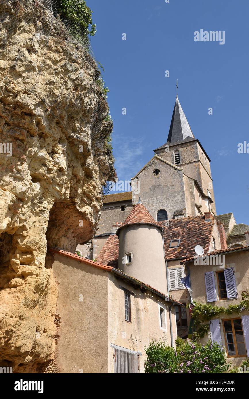 Montmorillon, France, layers of the town, cottage near river, built ...