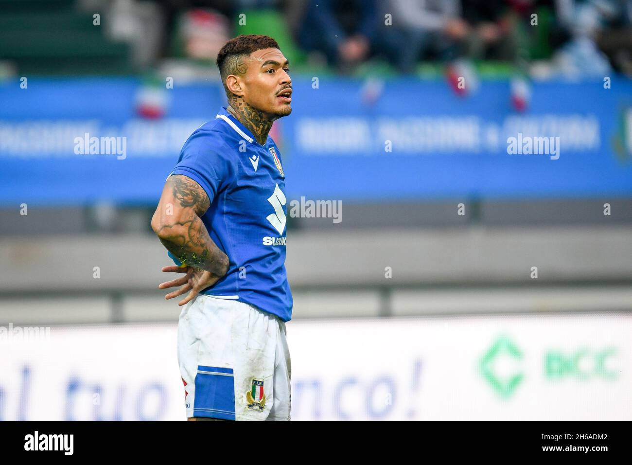 Monigo stadium, Treviso, Italy, November 13, 2021, Montanna Monty Ioane ...