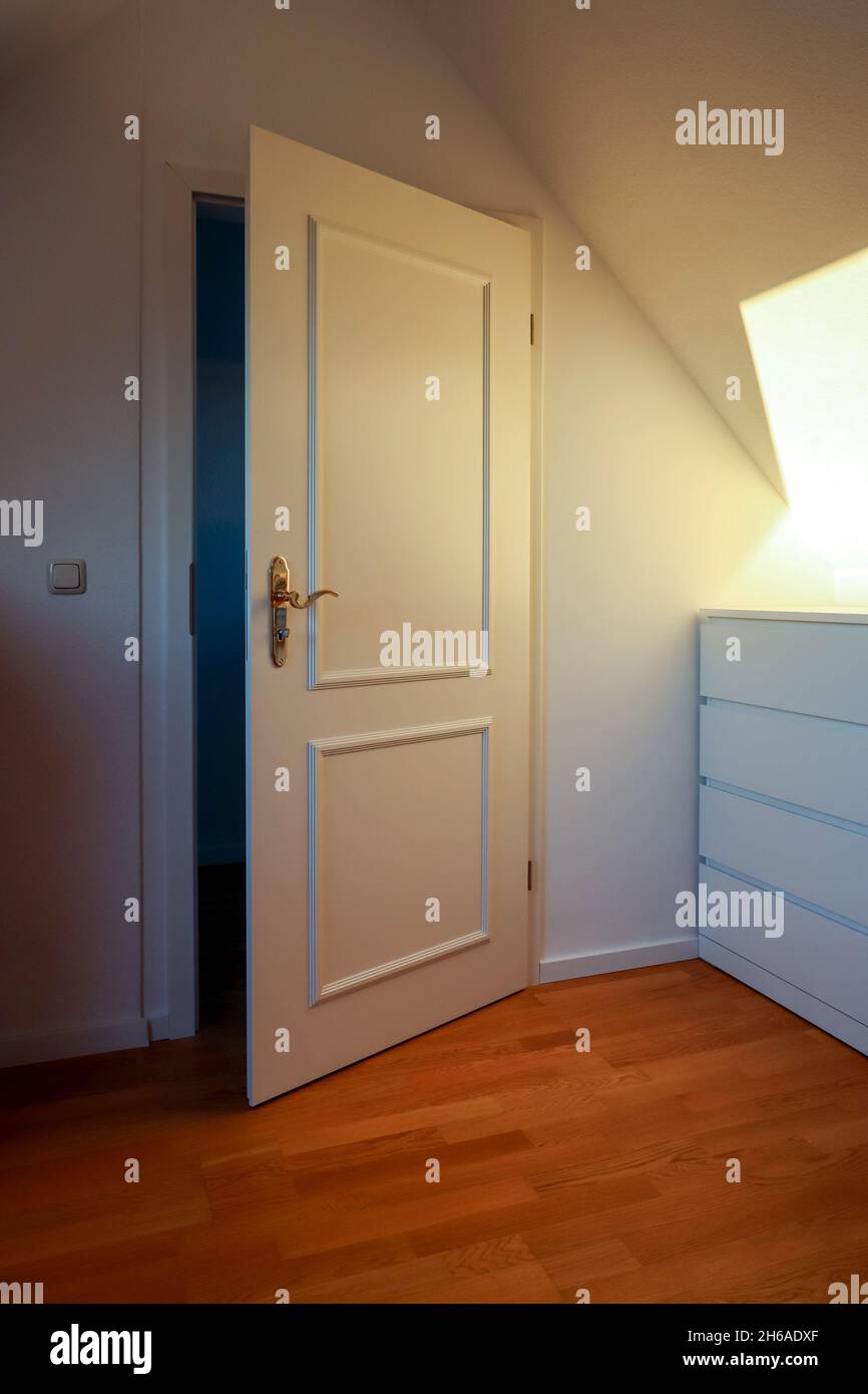 Relocation - Moving to new apartment - Door to modern living room on ...