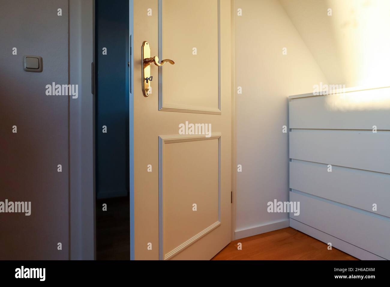 Relocation - Moving to new apartment - Door to modern living room on ...