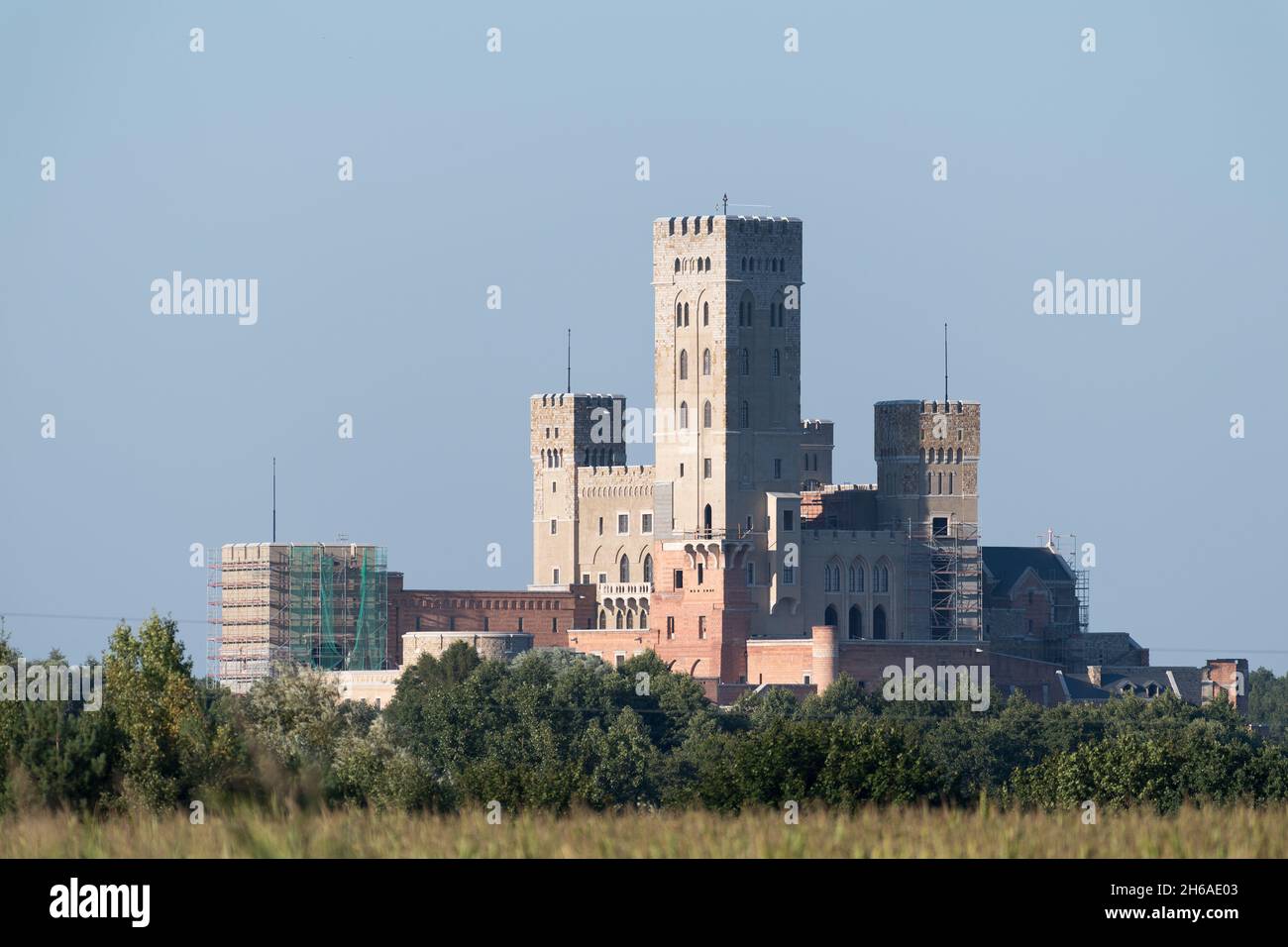 Construction site of multifunctional building castle in Stobnica ...
