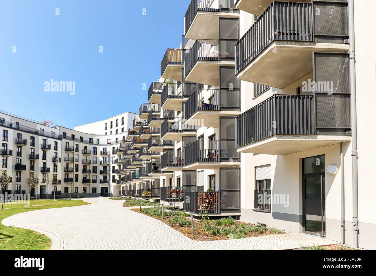 Cityscape of a residential area with modern apartment buildings, new ...