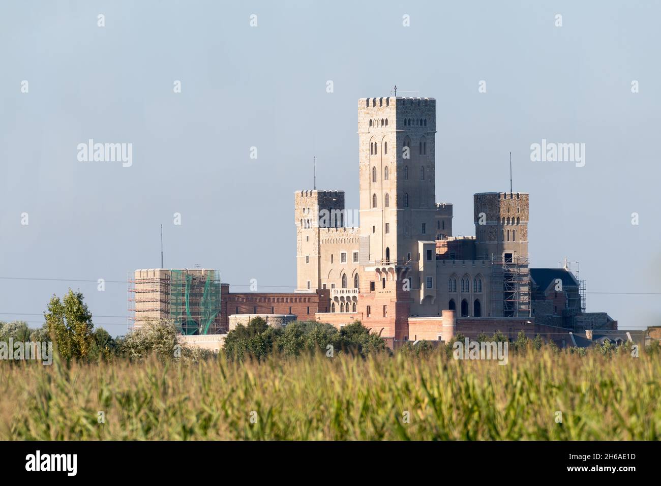 Construction site of multifunctional building castle in Stobnica ...