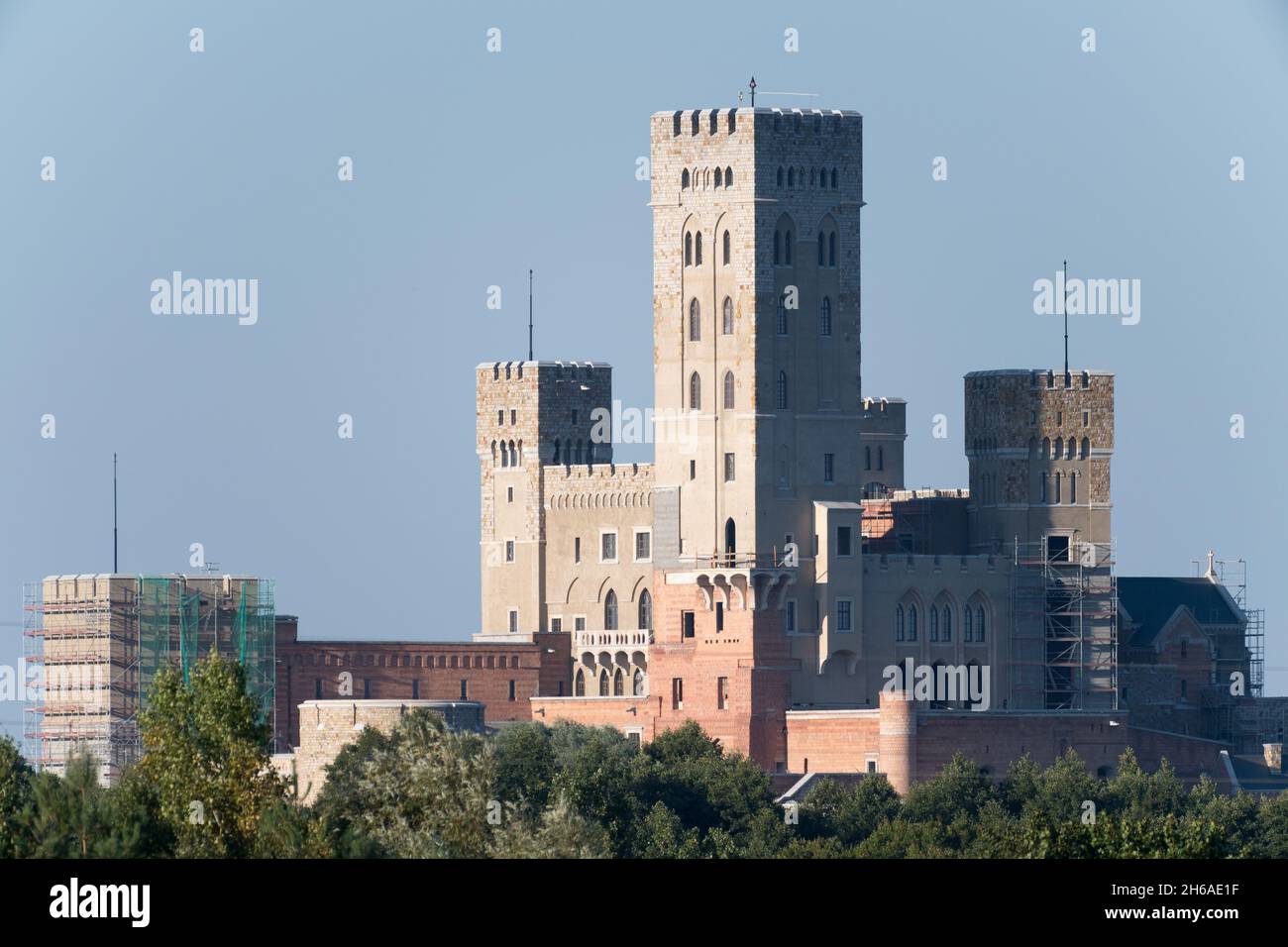 Construction site of multifunctional building castle in Stobnica ...
