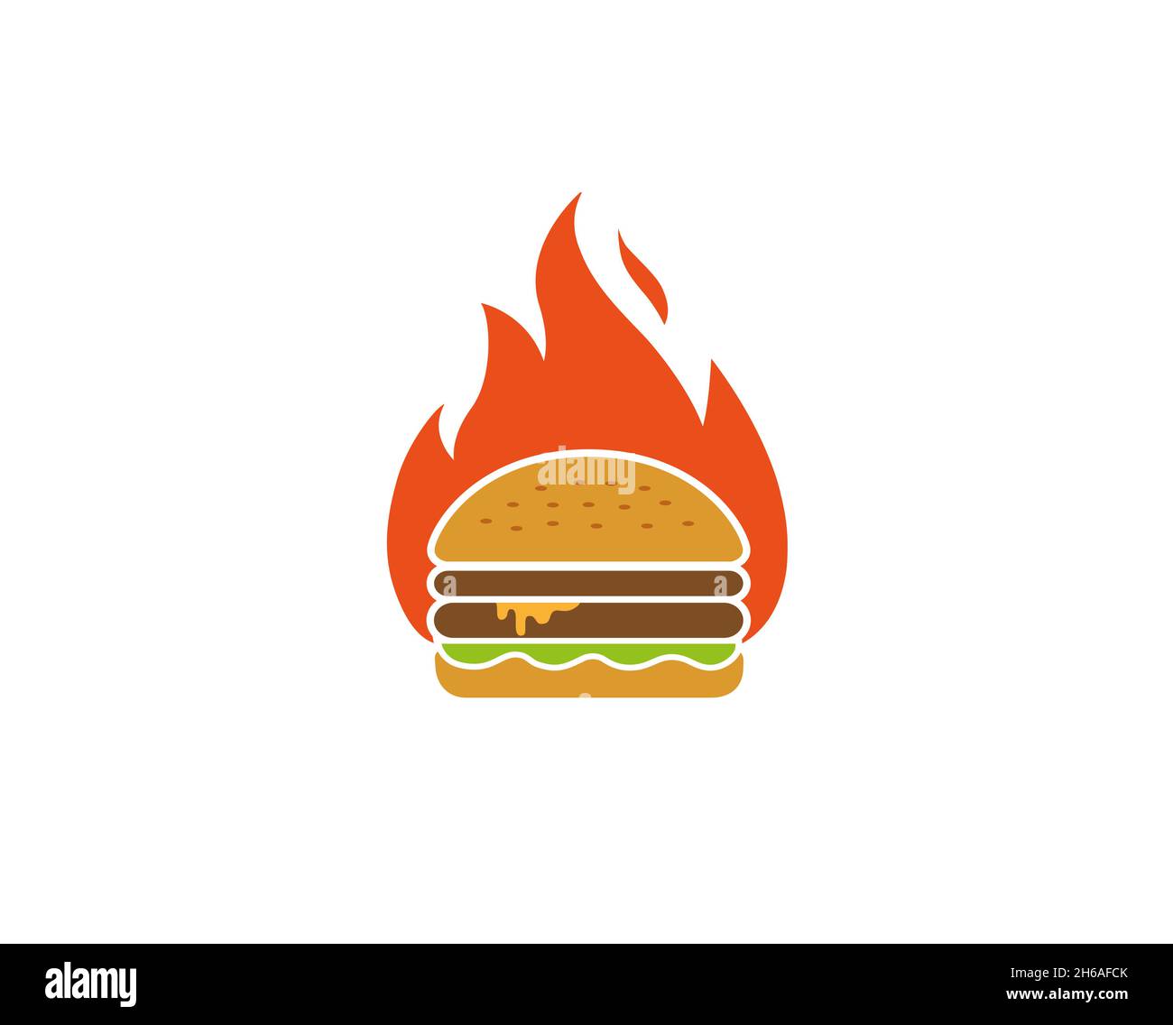 Creative Hamburger Fire Logo Design Symbol Vector Illustration Stock ...