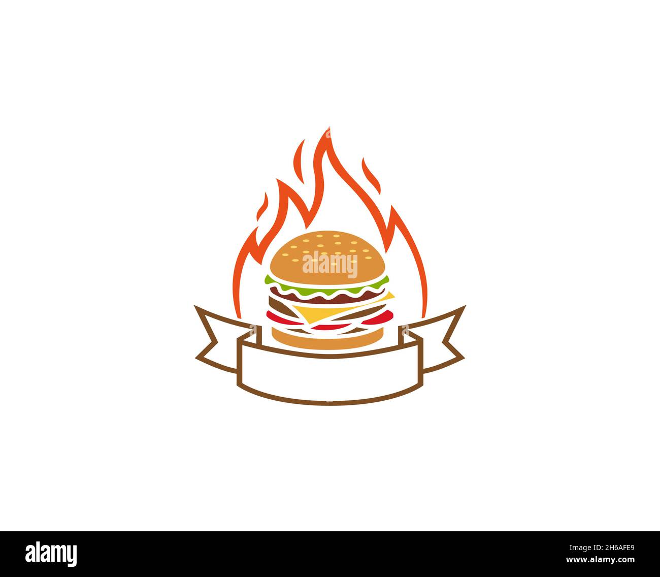 Creative Hamburger Fire Label Logo Design Symbol Vector Illustration ...