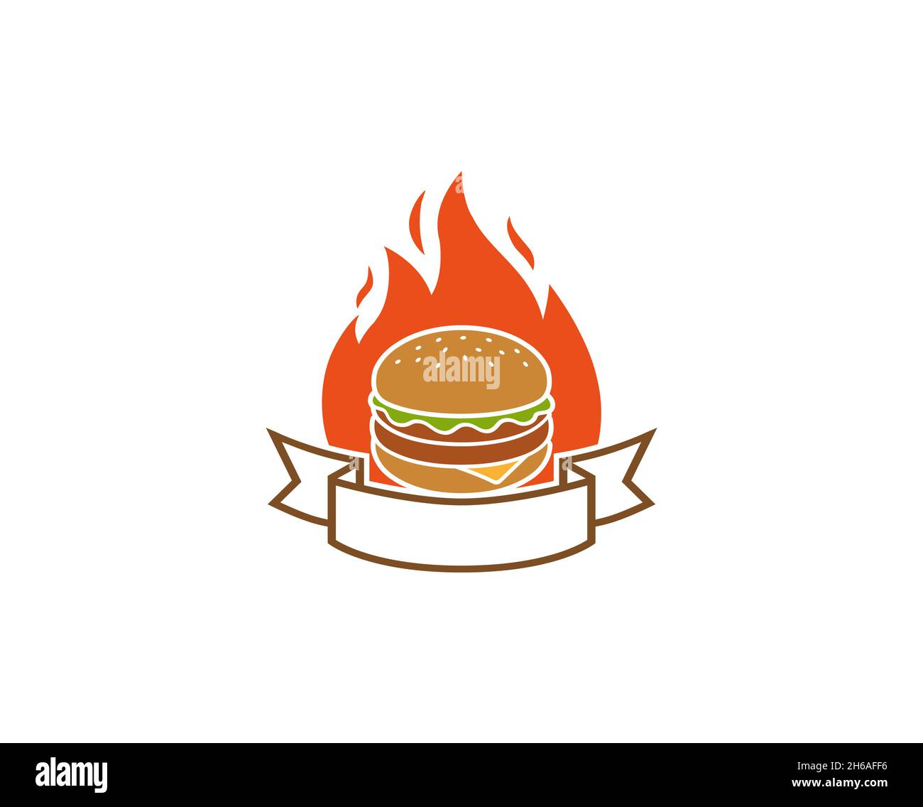 Creative Hamburger Fire Label Logo Design Symbol Vector Illustration ...