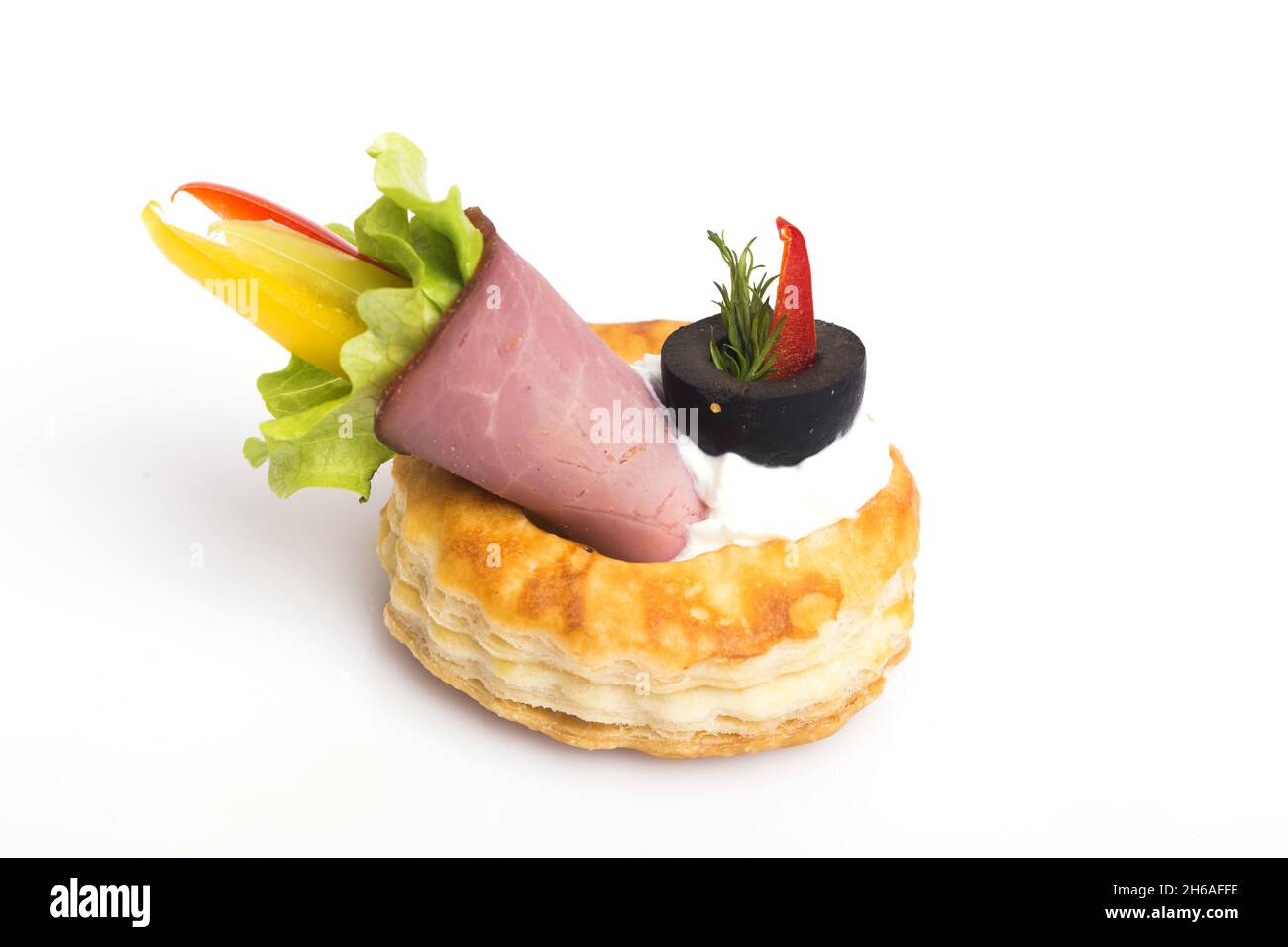 A vertical shot of cheese canapes isolated on white background Stock ...