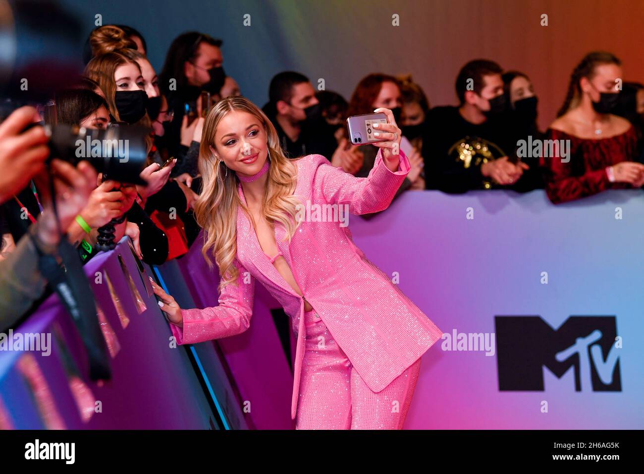 Emma Heesters attending the MTV EMAs 2021 at the Laszlo Papp Budapest ...