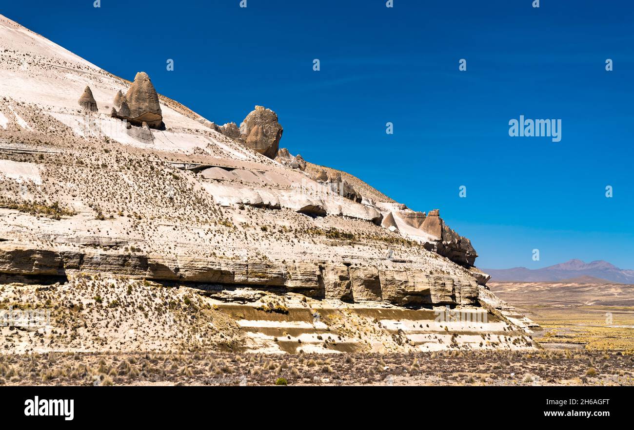 Rock formations at the Cusco - Arequipa highway in Peru Stock Photo - Alamy