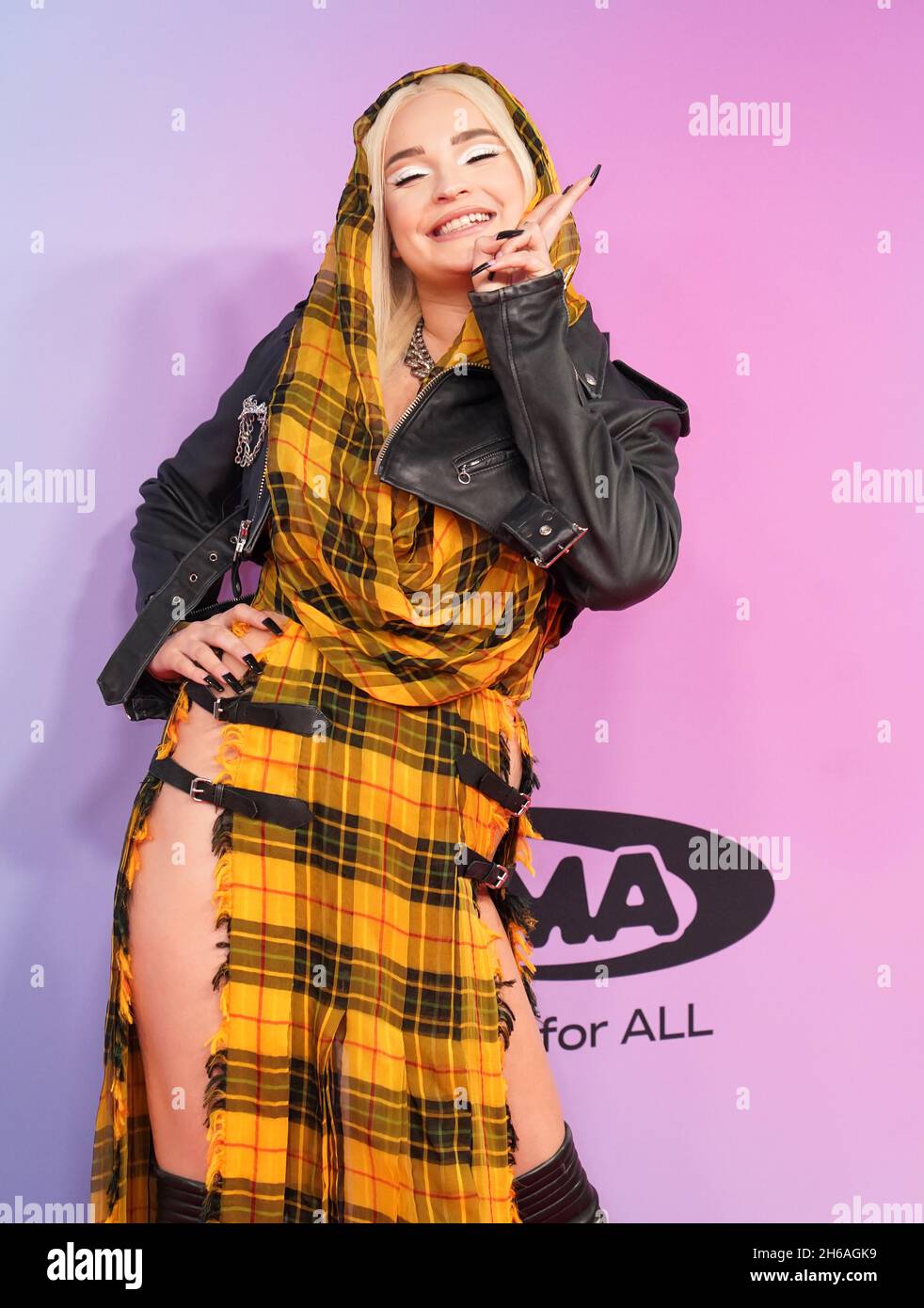 Kim Petras attending the 2021 MTV EMA awards at the Papp Laszlo ...