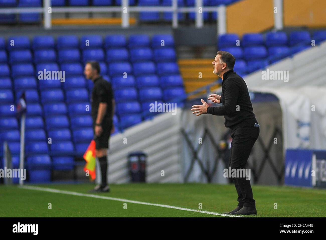 Scott Booth (Birmingham City Head Coach)gives his team instructions ...