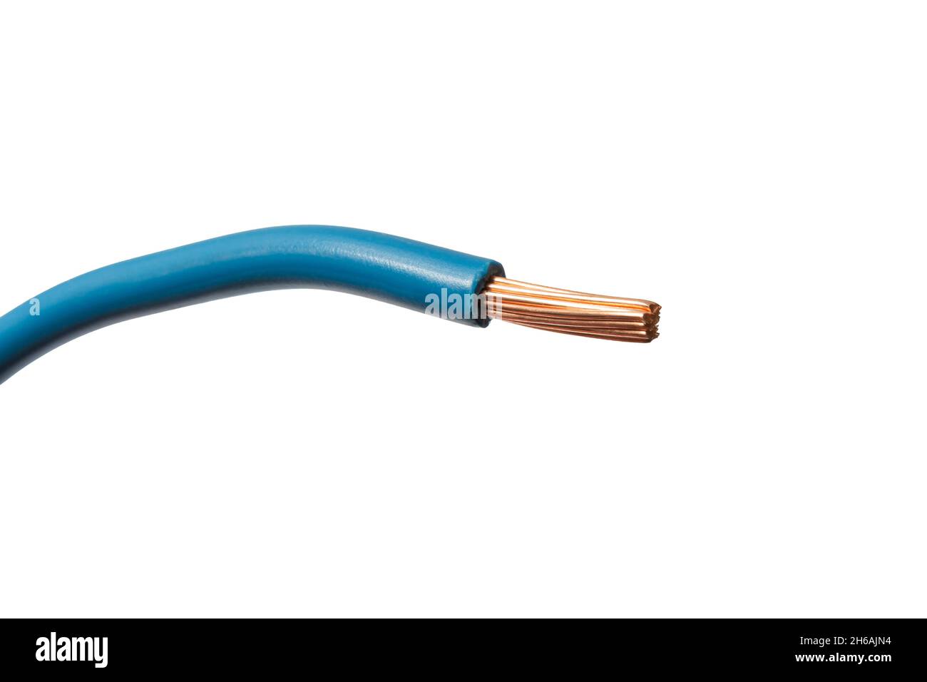 Blue electric wire isolated on white background Stock Photo - Alamy
