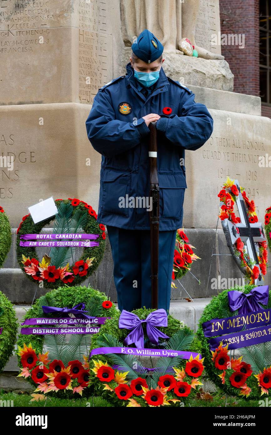 Honour guard of the Cambridge Royal Canadian Air Cadet Squadron at the ...