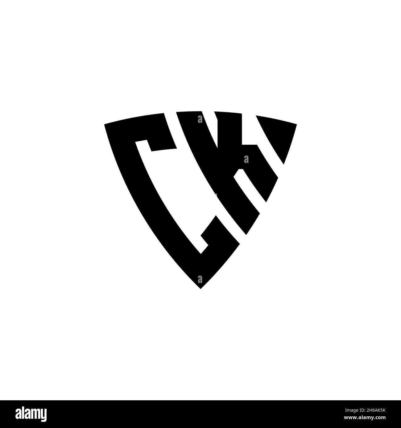 CK Monogram logo letter with triangle shield and circle shape style ...