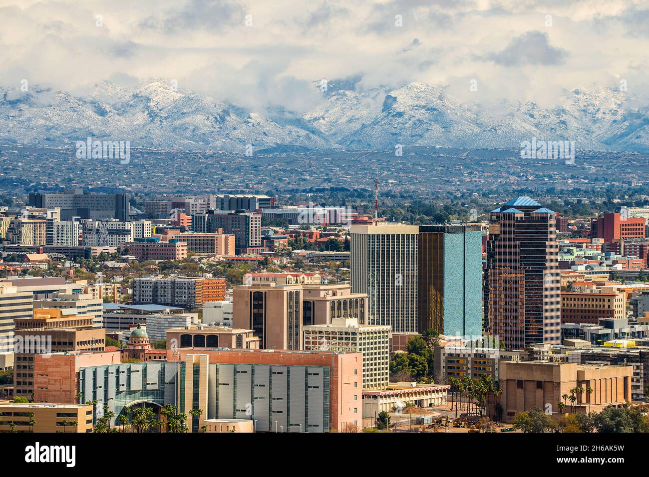 Tucson and the Catalina Mountain mountain range in winter Stock Photo ...