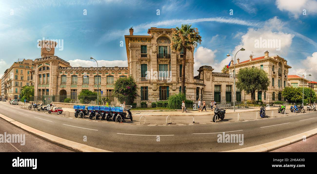 NICE, FRANCE - AUGUST 12: The beautiful architecture of Lycee Massena ...