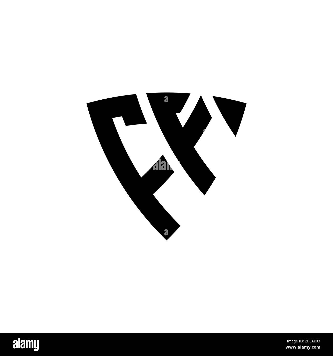 FF Monogram logo letter with triangle shield and circle shape style design on isolated ...